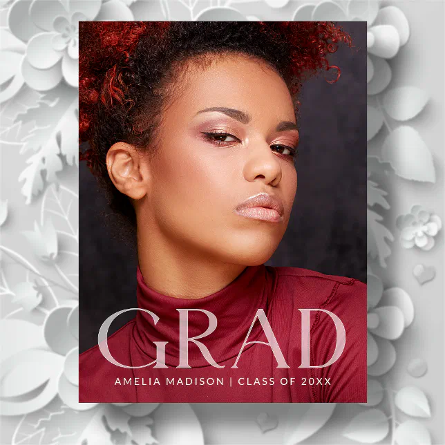 Modern Bold White Transparent Text Grad Photo Postcard | Zazzle