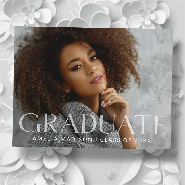 Modern Bold White Transparent Text Grad Photo Postcard | Zazzle