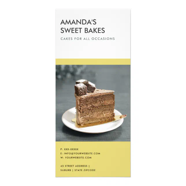 MODERN BOLD YELLOW BLACK BAKERY PRICE SERVICE RACK CARD | Zazzle