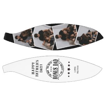 Modern Bonus Dad Quote & 4x Photo Basketball | Zazzle