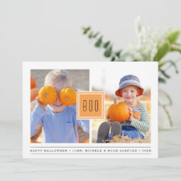 Modern Boo | Two Photo Halloween Card | Zazzle