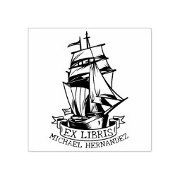 Modern Bookplate Ship Nautical Library Book Rubber Stamp | Zazzle