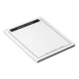 Modern Border Black White Nameplate School Office Notepad | Zazzle
