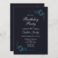 Modern Border Blue 40th Birthday Party Invitation | Zazzle