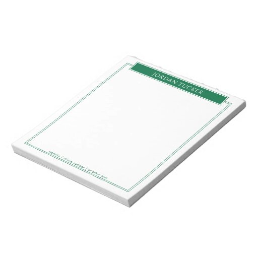 Modern Border Dark Green Nameplate School Office Notepad | Zazzle