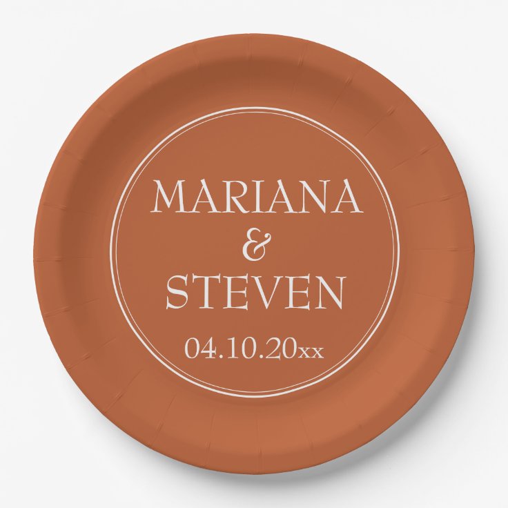 Modern Border Minimalist Terracotta Paper Plate | Zazzle