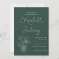 Modern Botanical Dark Green Wedding Invitation | Zazzle