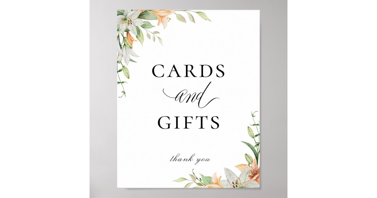 Modern Botanical Floral Lily Cards Gifts Sign | Zazzle