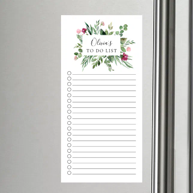 Modern Botanical Floral To Do List Magnetic Notepad | Zazzle