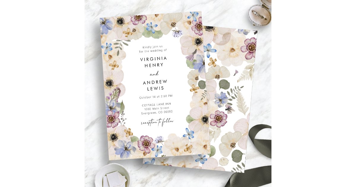 Modern Botanical Floral Wedding Invitation | Zazzle