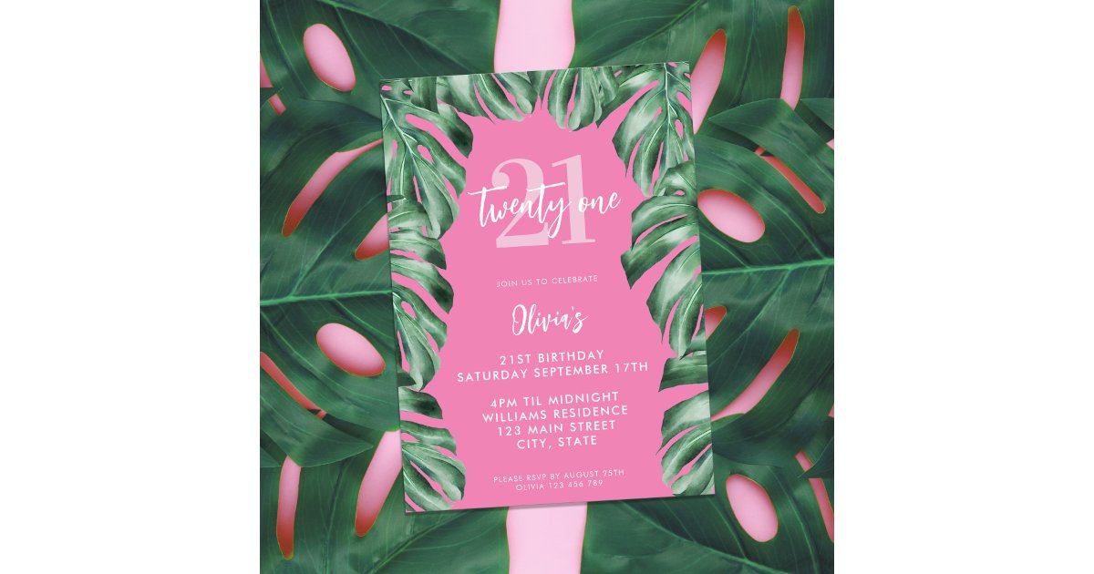 Modern Botanical Greenery Elegant 21st Birthday Invitation | Zazzle