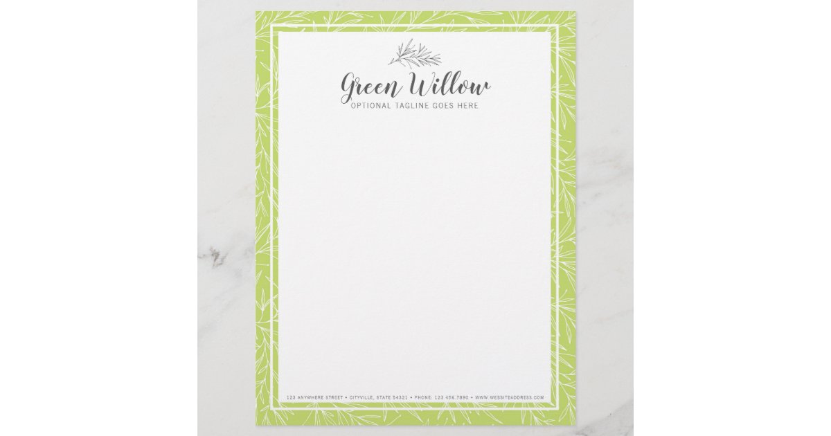 Modern Botanical Leaf Branches Greenery Minimalist Letterhead | Zazzle