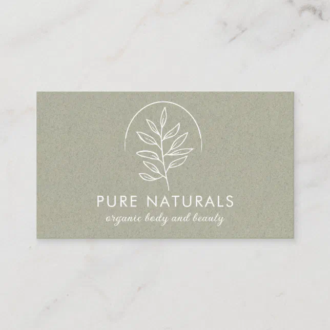 Modern Botanical Leaf Logo Simple Natural Green Business Card | Zazzle