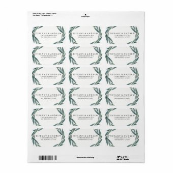 Modern Botanical Leaf Wreath Wedding Address Label | Zazzle