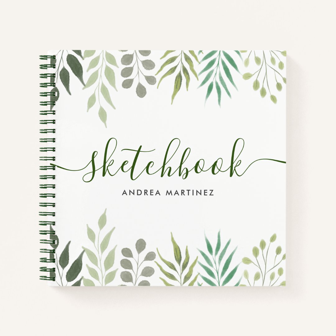 Modern Botanical Leaves Foliage Sketchbook Notebook | Zazzle