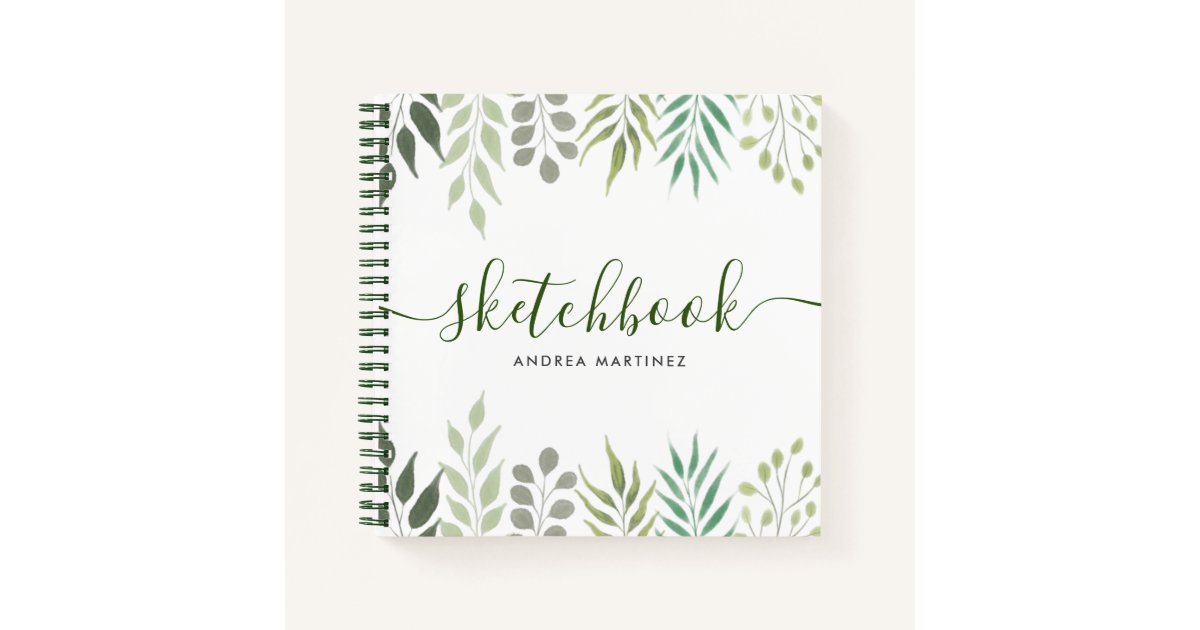 Modern Botanical Leaves Foliage Sketchbook Notebook | Zazzle