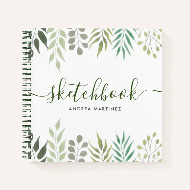 Modern Botanical Leaves Foliage Sketchbook Notebook | Zazzle