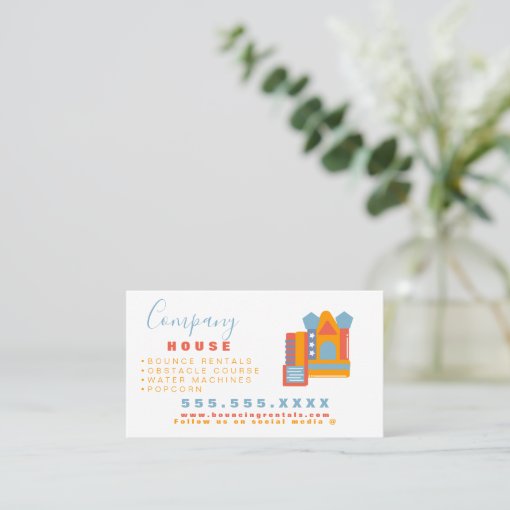 Modern Bounce House Logo Party Carnival Rentals Business Card | Zazzle