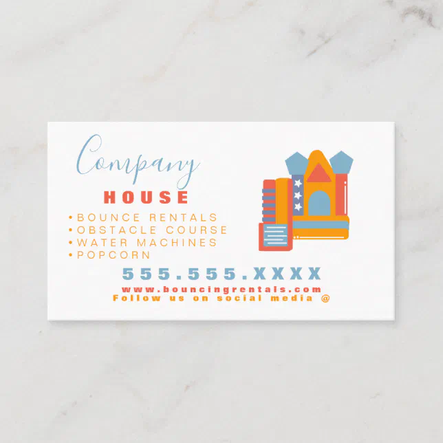 Modern Bounce House Logo Party Carnival Rentals Business Card | Zazzle