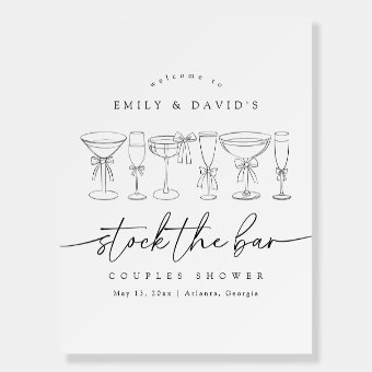 Modern Bow Drinks Stock The Bar Welcome Sign | Zazzle