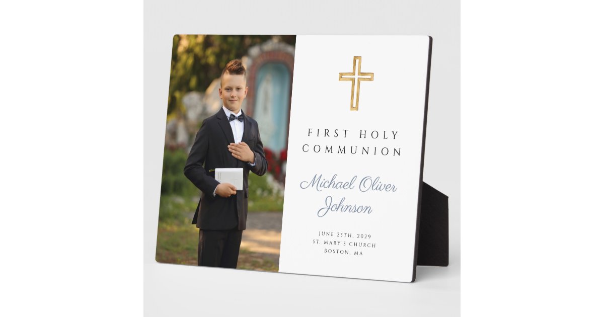 Modern Boy Photo First Holy Communion Plaque | Zazzle