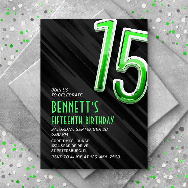 Modern Boys' 15th Birthday Invitation | Zazzle