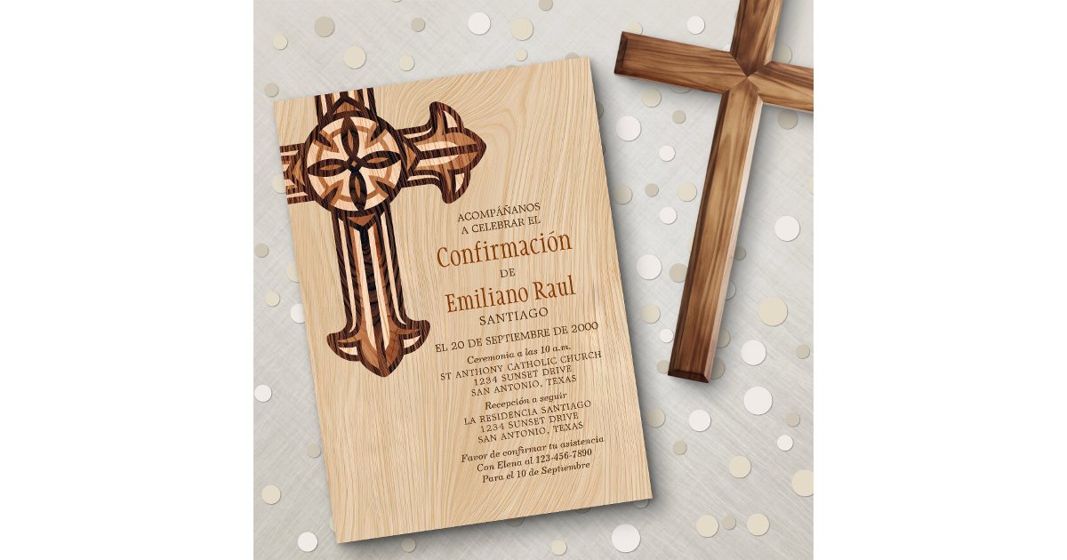 Modern Boys Adults Spanish Confirmation Invitation | Zazzle