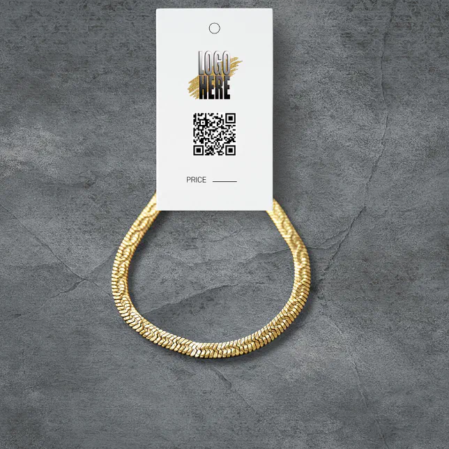 Modern Bracelet Display Price Tag with QR and Logo | Zazzle