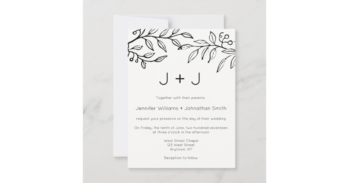 Modern branch wedding invitations | Zazzle