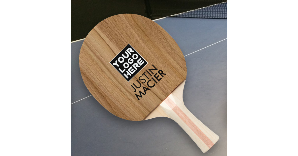 Modern Brand Logo Image Rustic Wood Custom Name Ping Pong Paddle | Zazzle