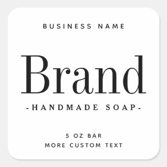 Modern brand square white product labels | Zazzle