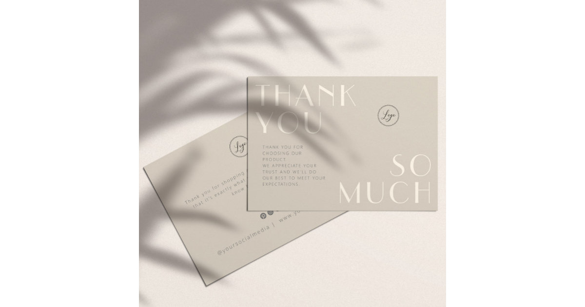 Modern Branded Thank You With Your Logo Card | Zazzle
