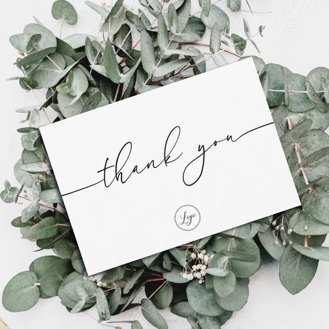 Modern Branded Thank You With Your Logo Card | Zazzle