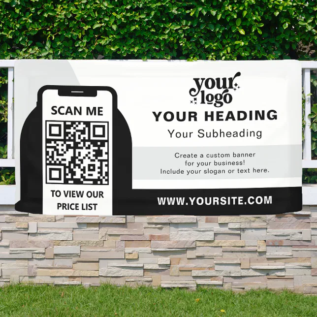 Modern Branding Professional Advertising QR Code Banner | Zazzle