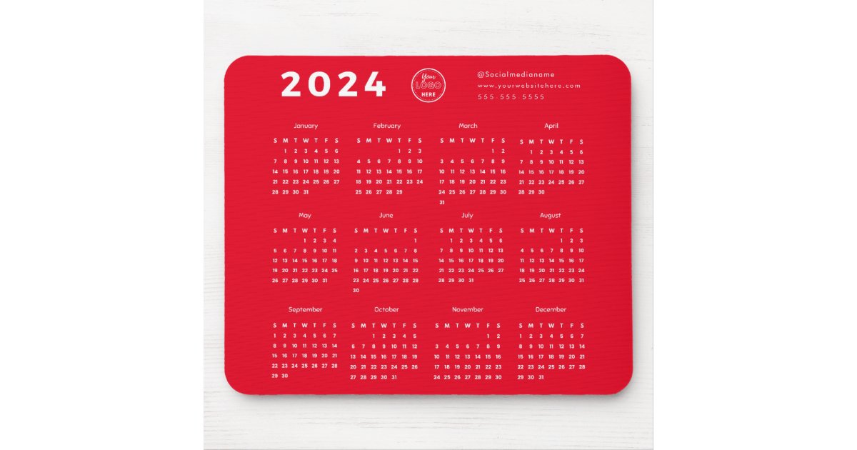 Modern Branding Red 2024 Calendar Promo Logo Mouse Pad | Zazzle