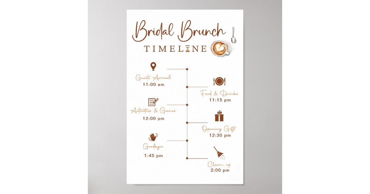 Modern Bridal Brunch Timeline Sign | Zazzle