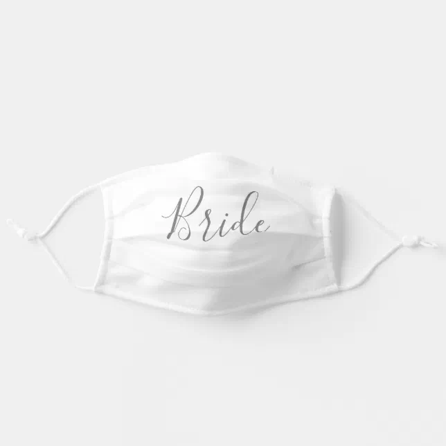 Modern Bride Calligraphy Script White Simple Adult Cloth Face Mask | Zazzle