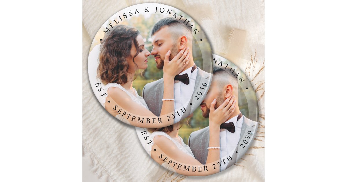Modern Bride Groom Simple Photo Wedding Magnet | Zazzle