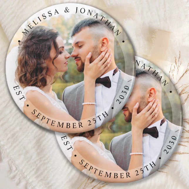 Modern Bride Groom Simple Photo Wedding Magnet | Zazzle