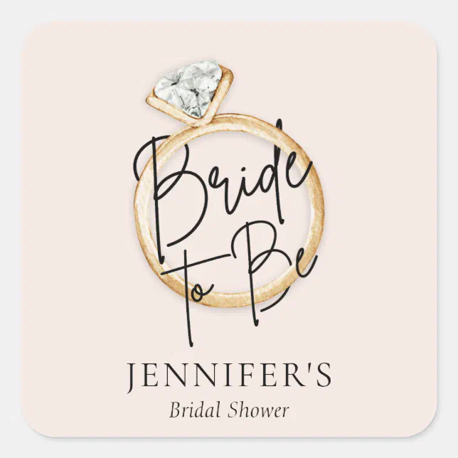 Modern Bride To Be Bridal Shower Square Sticker | Zazzle