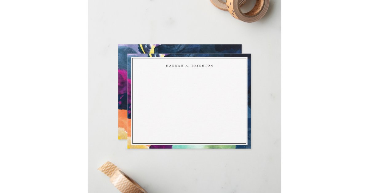Modern Bright Abstract Painted Note Card | Zazzle