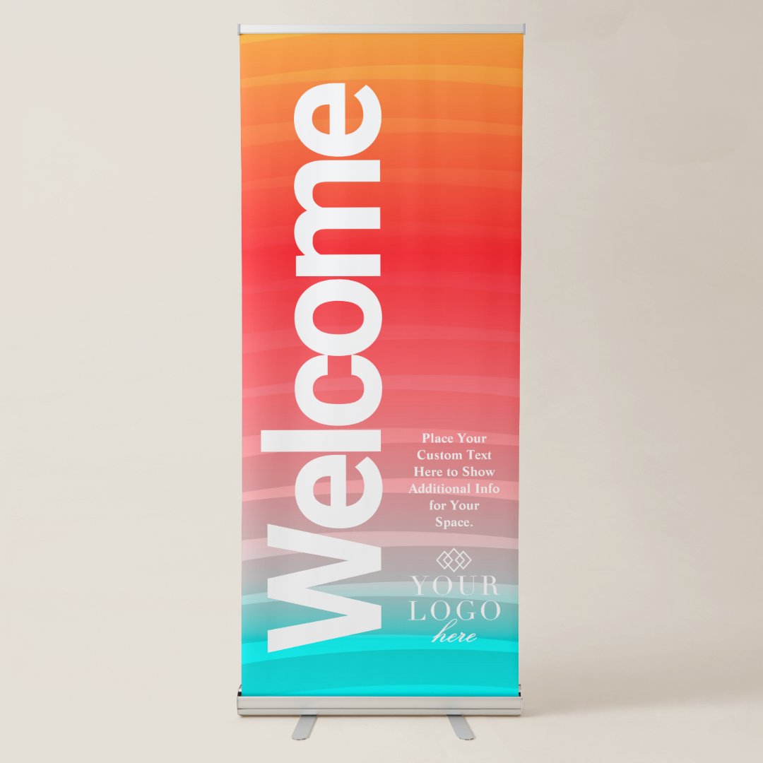 Modern Bright and Bold Welcome Small Business Retractable Banner | Zazzle