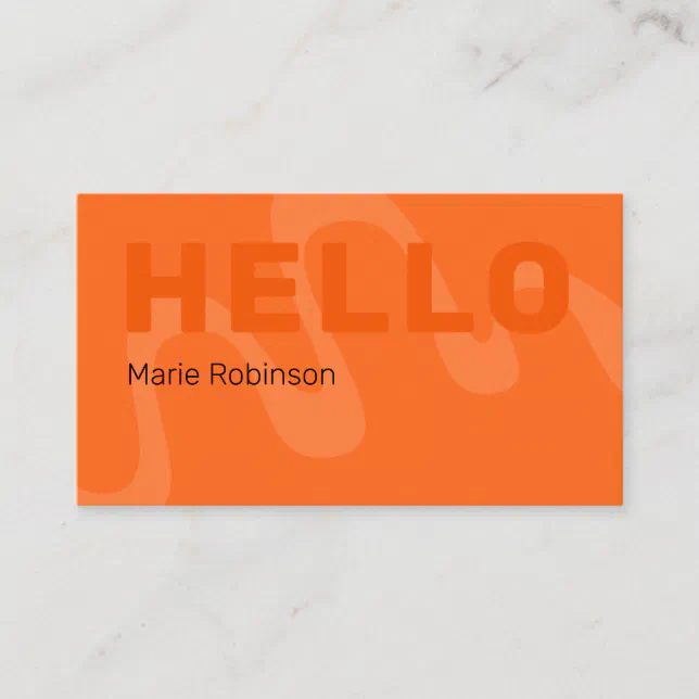Modern Bright Orange Abstract Wave Hello Business Card | Zazzle