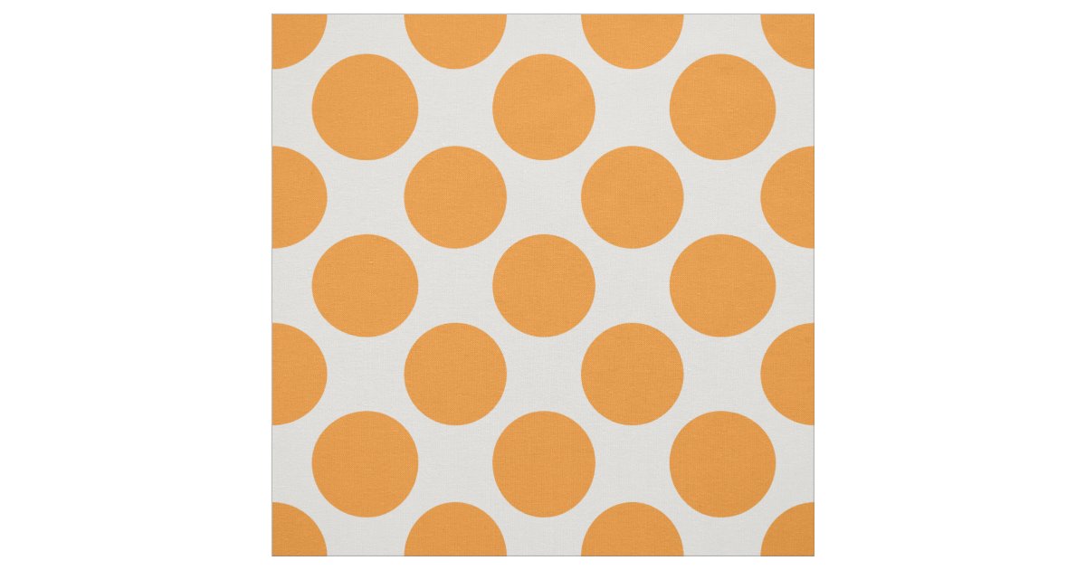 Modern Bright Orange and White Large Polka Dots Fabric | Zazzle