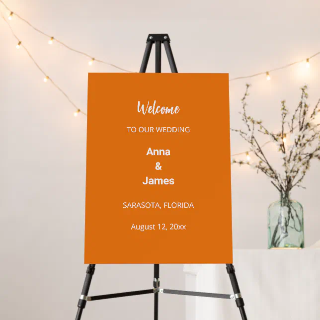 Modern Bright Orange Wedding Welcome Sign | Zazzle