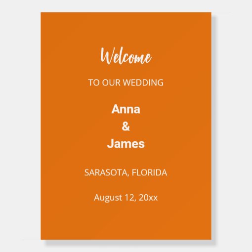 Modern Bright Orange Wedding Welcome Sign | Zazzle