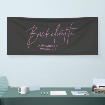 Modern bright pink girly neon bachelorette banner | Zazzle