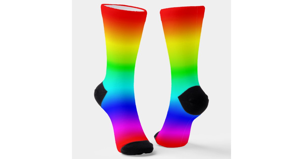 Modern Bright Rainbow Gradient Socks | Zazzle