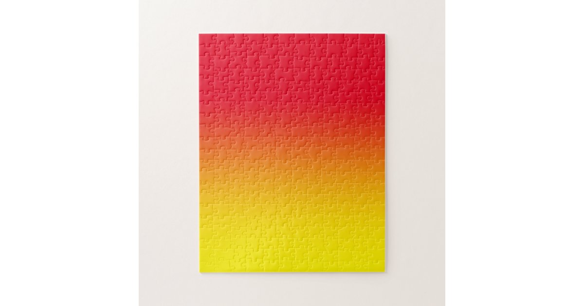Modern Bright Red and Yellow Ombre Jigsaw Puzzle | Zazzle