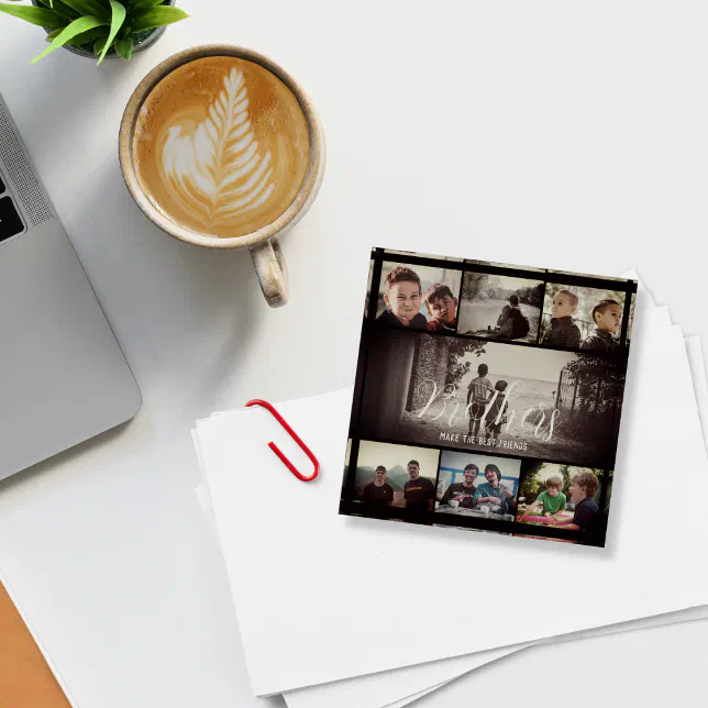 Modern Brother Best Friends Dark Photo Collage Paperweight | Zazzle